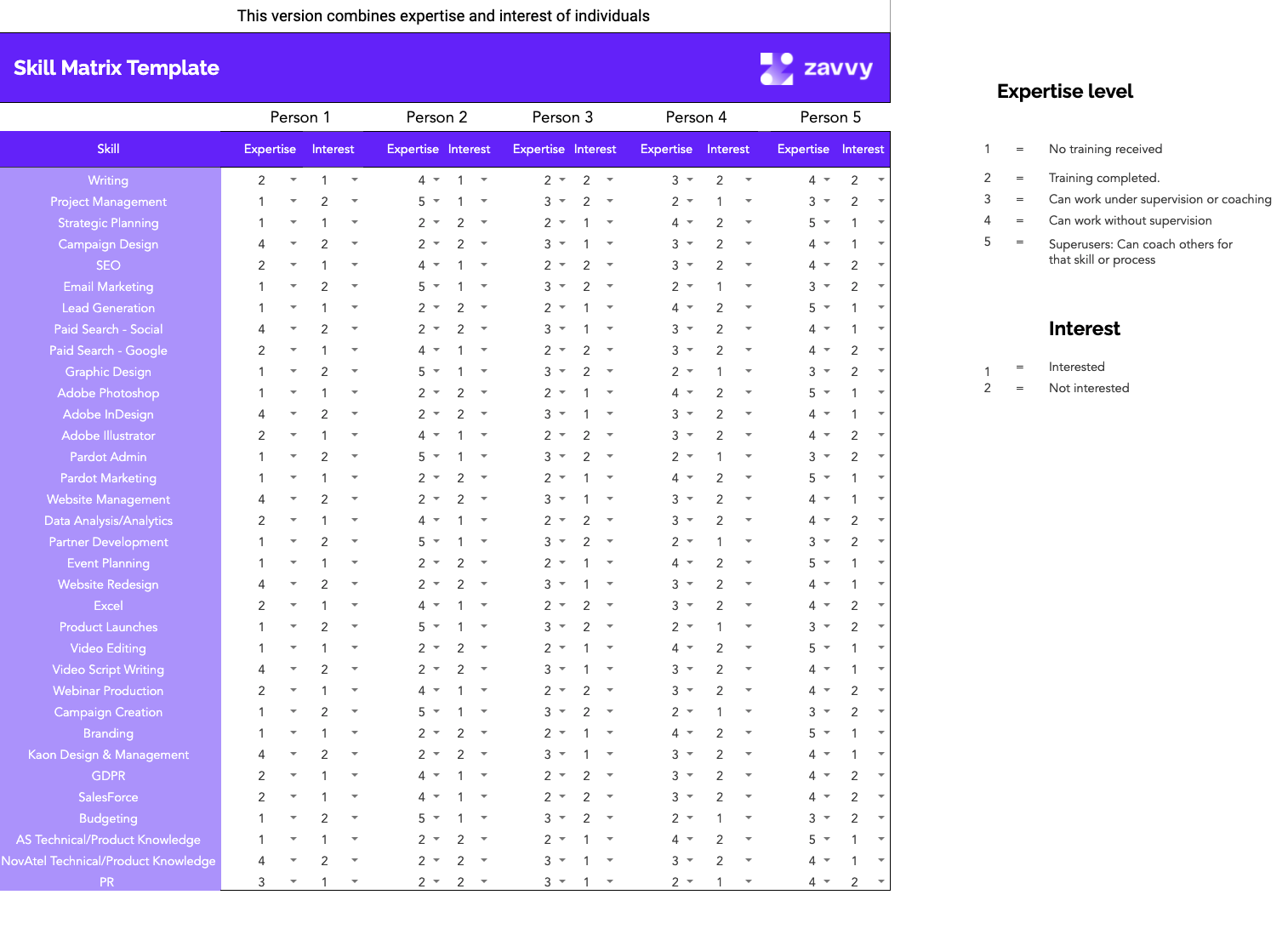 Excel Training Matrix Template